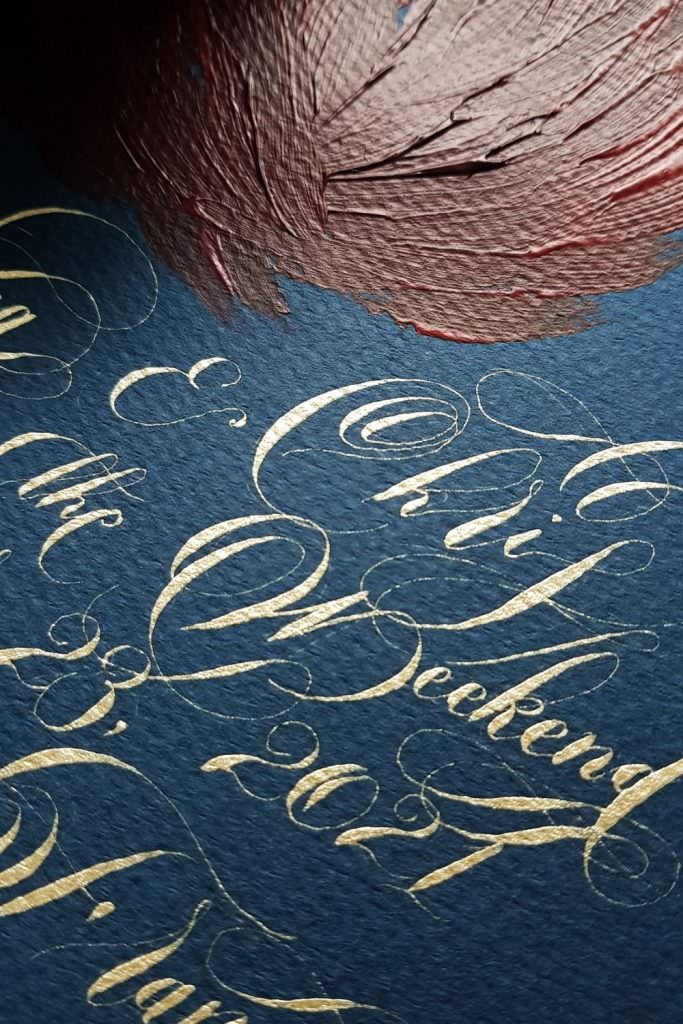Calligraphy Wedding Invitations with Handwritten Fine Art Style Lettering