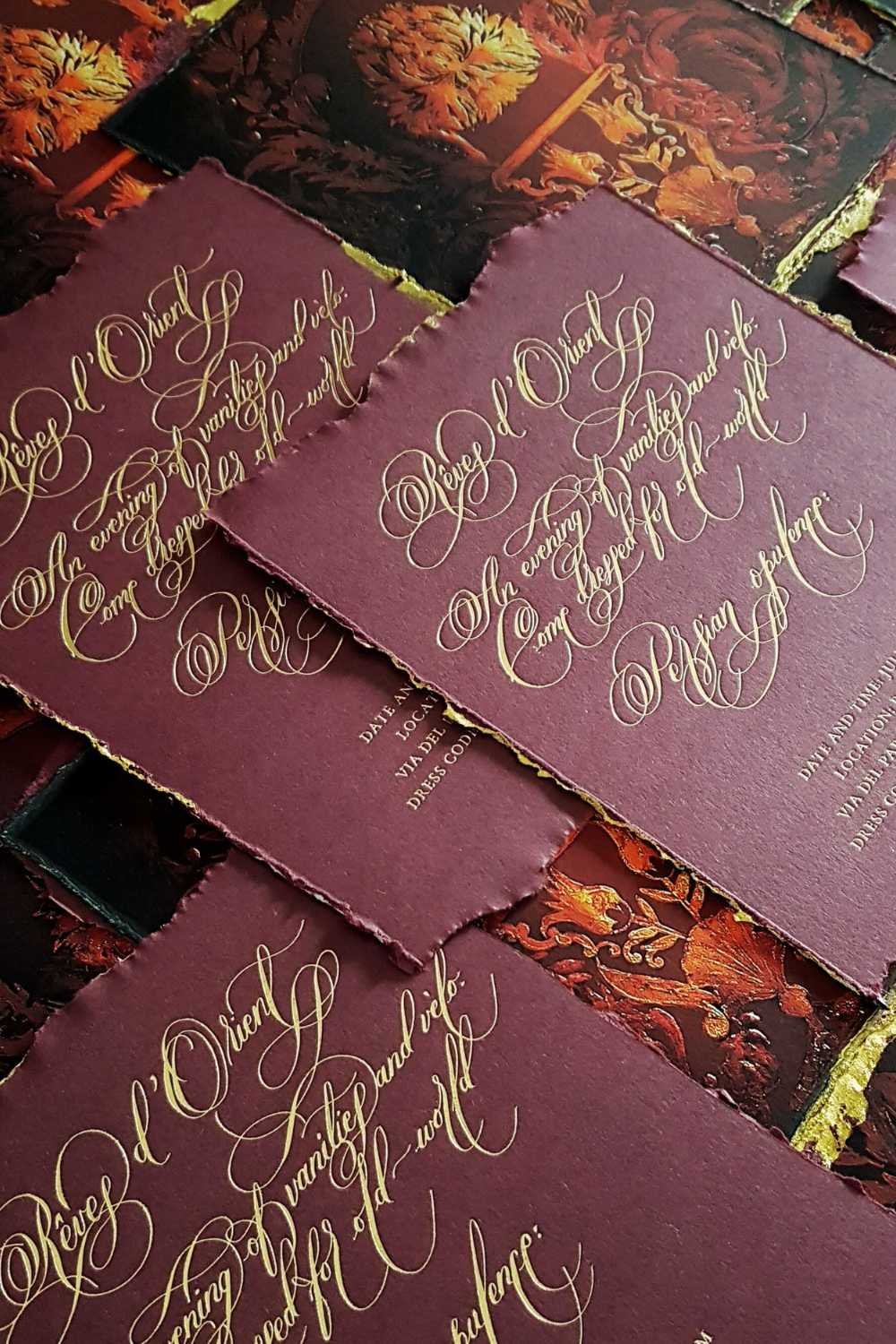 Luxury Persian Wedding Invitations with Vibrant Red & Gold